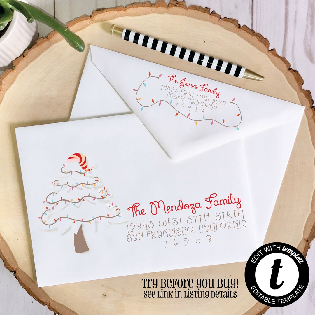 EDITABLE Christmas ENVELOPE Template, Templett, Christmas Envelope ...