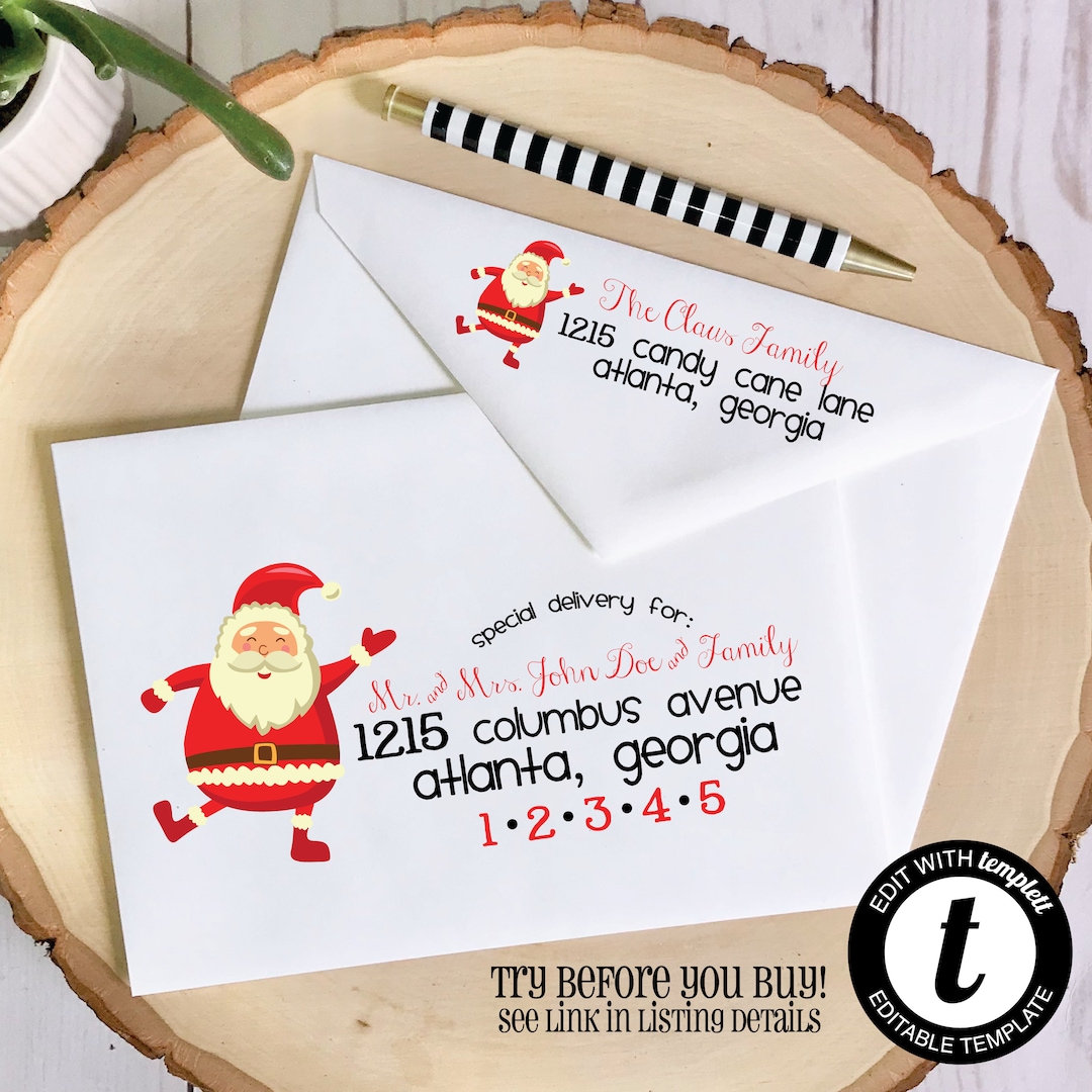 EDITABLE Christmas ENVELOPE Template, Templett, Christmas Envelope ...