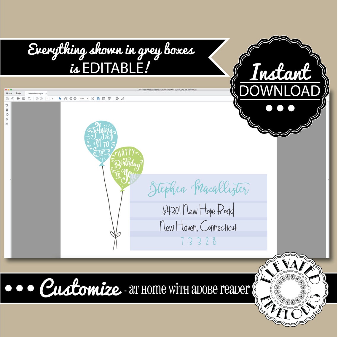 Editable Birthday Envelope Template,birthday Envelope Addressing ...