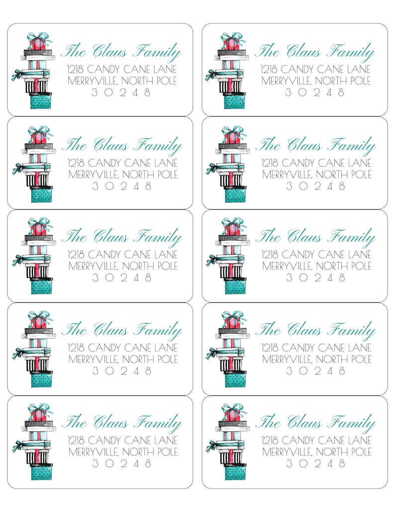 EDITABLE Christmas ADDRESS LABEL Template, Envelope Addressing ...