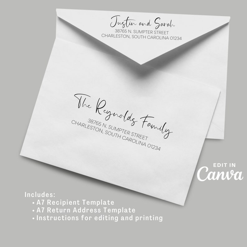 Editable Wedding Envelope Template | Canva Envelope Template | DIY ...