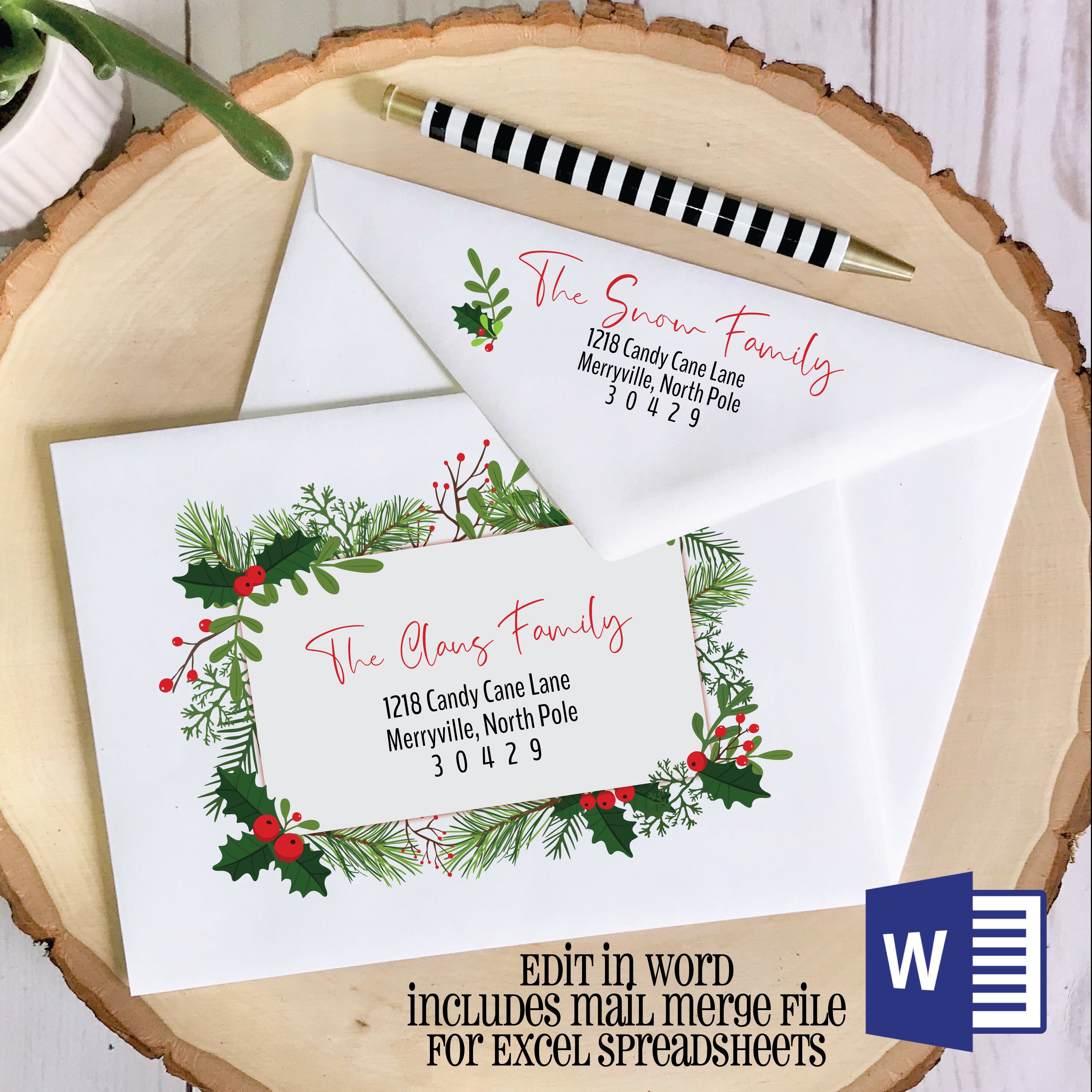 Christmas ENVELOPE TEMPLATE, Envelope Addressing,christmas,microsoft ...