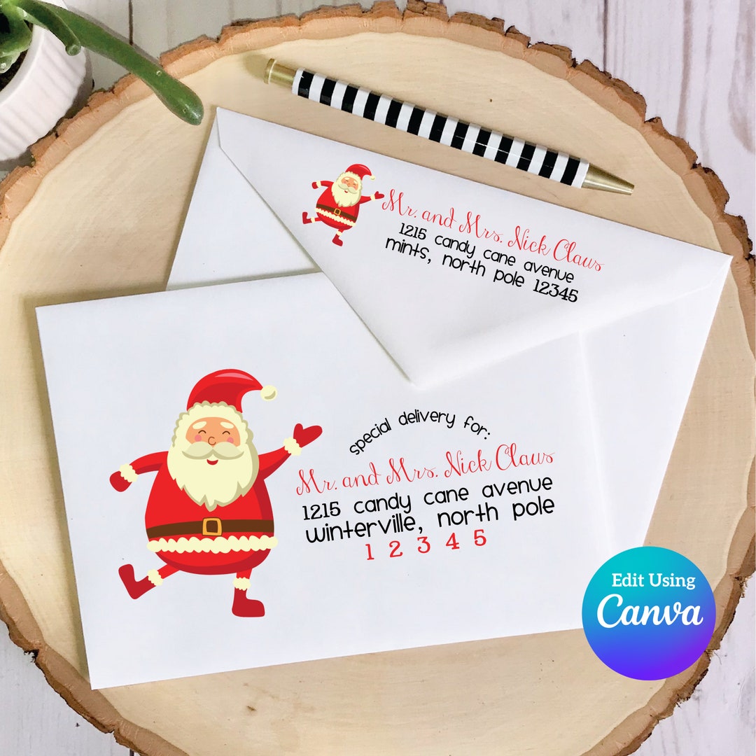 Editable Christmas Envelope Template Canva Envelope Template - Etsy