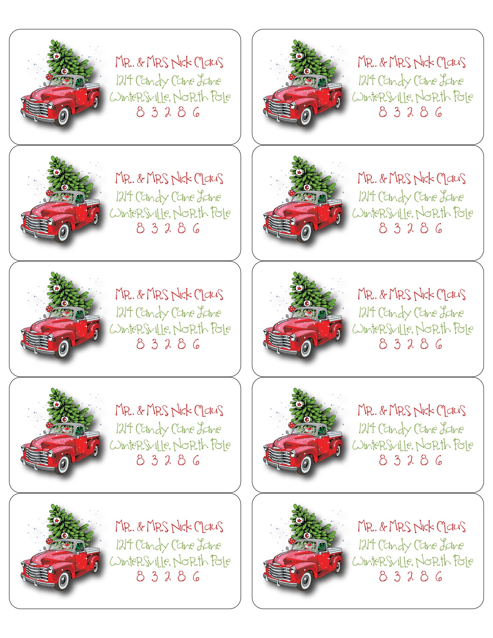 EDITABLE Christmas ADDRESS LABEL Template, Envelope Addressing ...