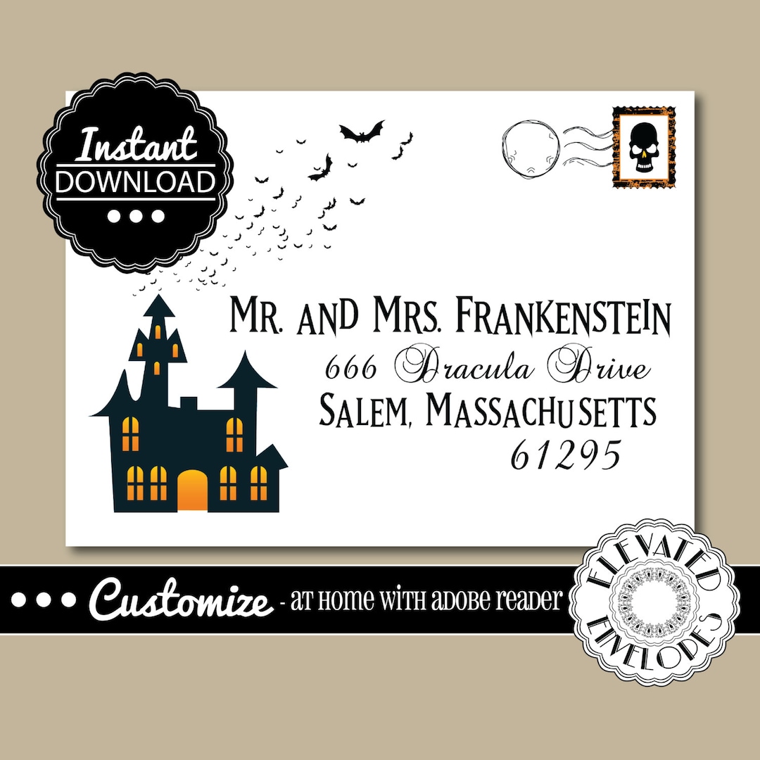 EDITABLE HALLOWEEN ENVELOPE Template,envelope Addressing,halloween ...