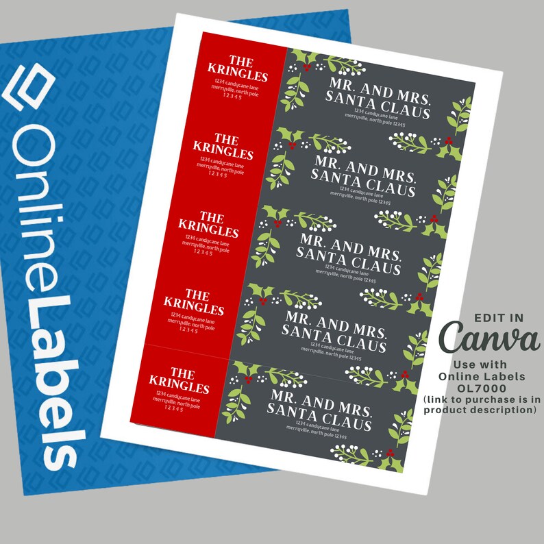 Printable Wrap Around Address Label Template Canva Template - Etsy
