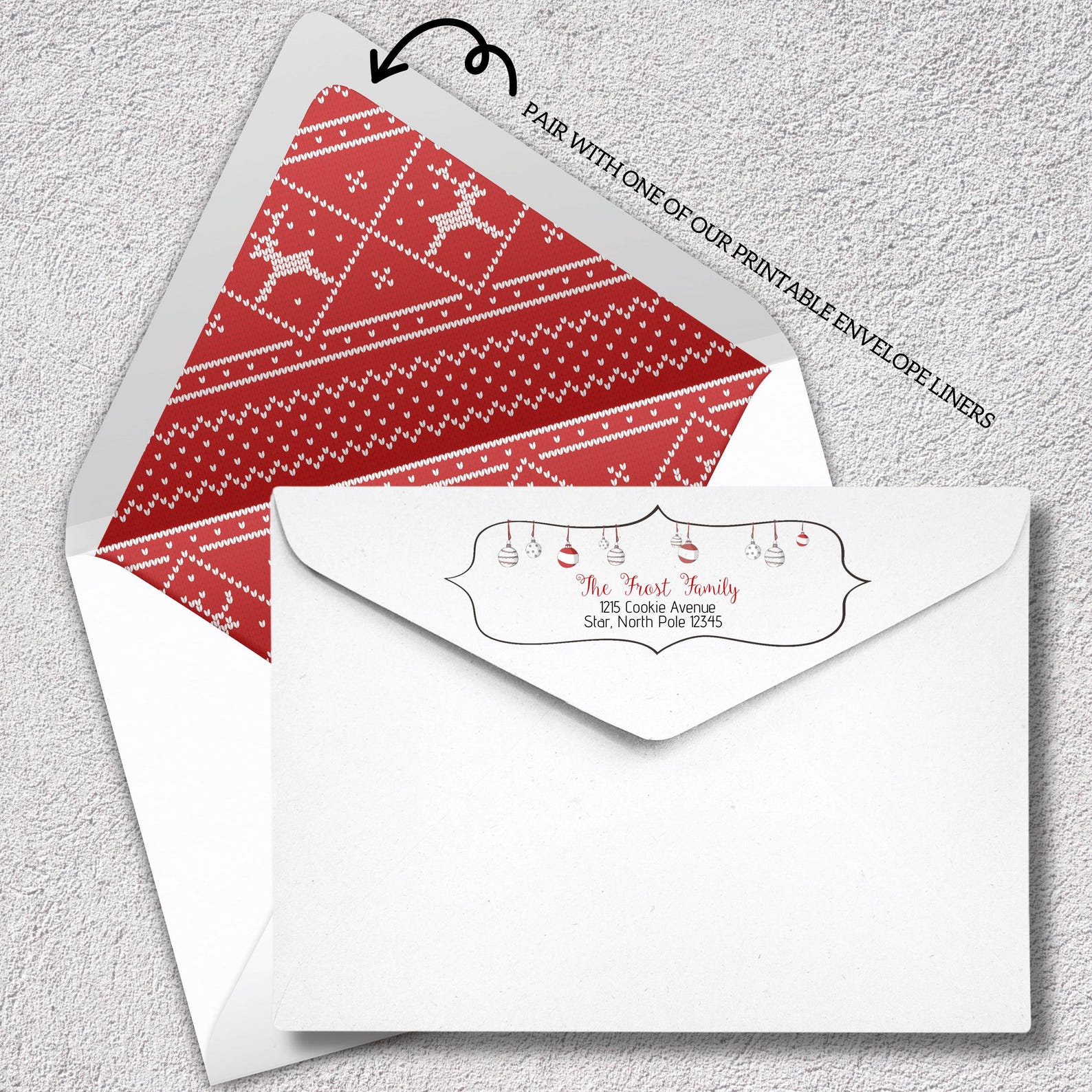 Printable Christmas Envelope Template | Ornaments Design | Word Mail ...