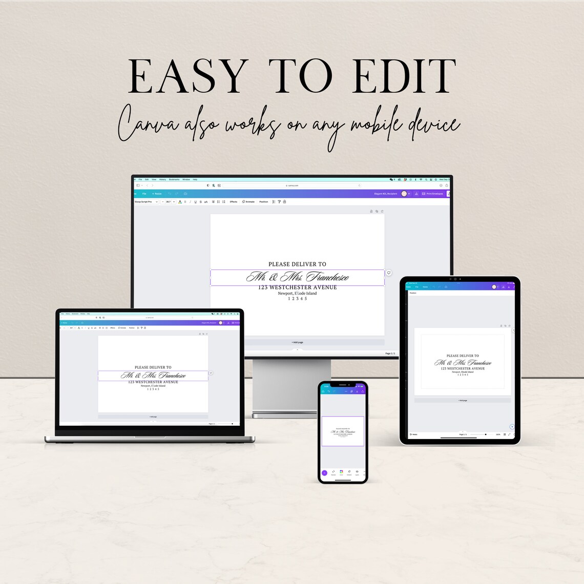 Editable Wedding Envelope Template | Canva Envelope Template | DIY ...