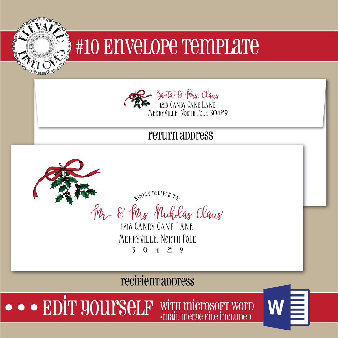 EDITABLE Christmas ENVELOPE Template,#10 Envelope,addressing,christmas ...