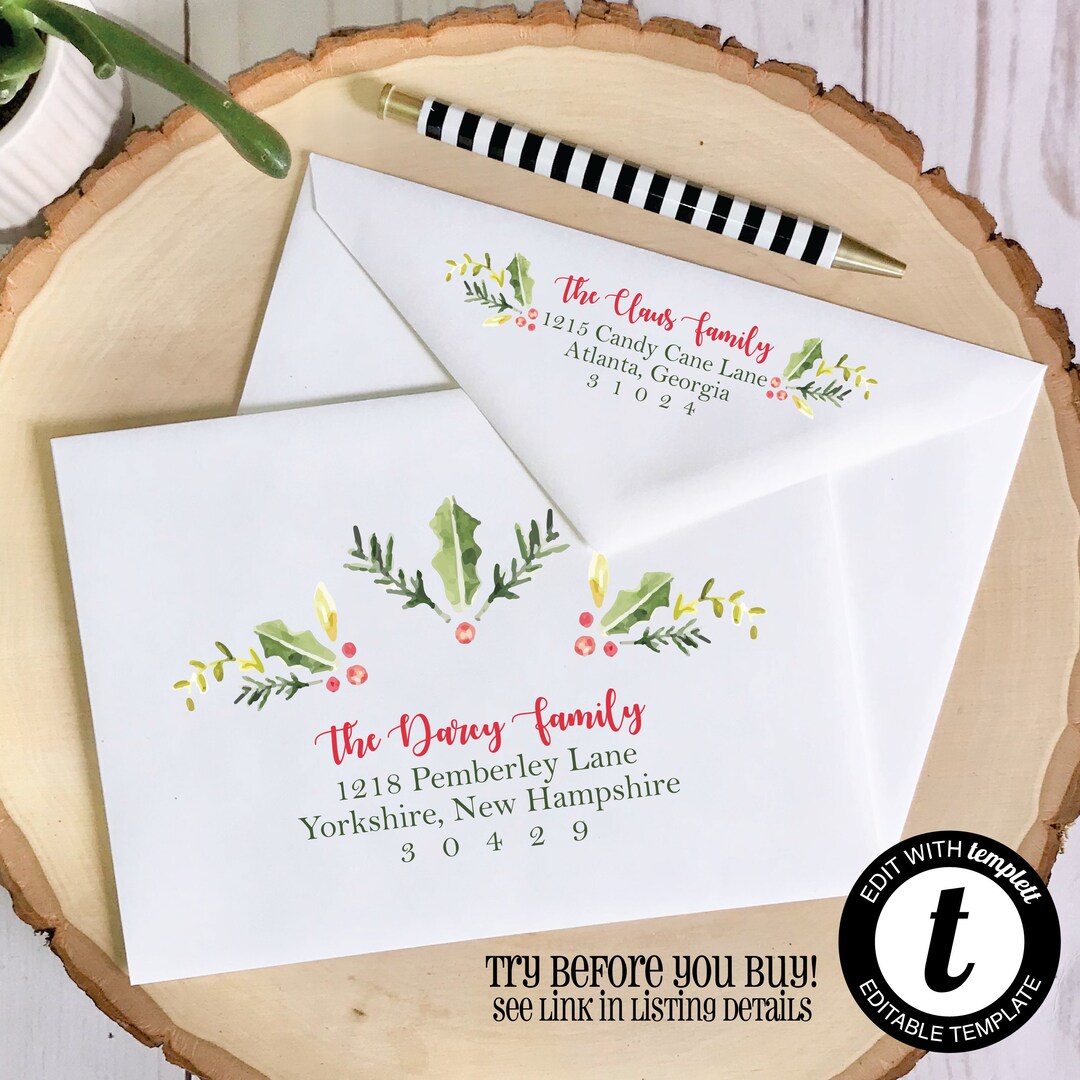 EDITABLE Christmas ENVELOPE Template, Templett, Christmas Envelope ...