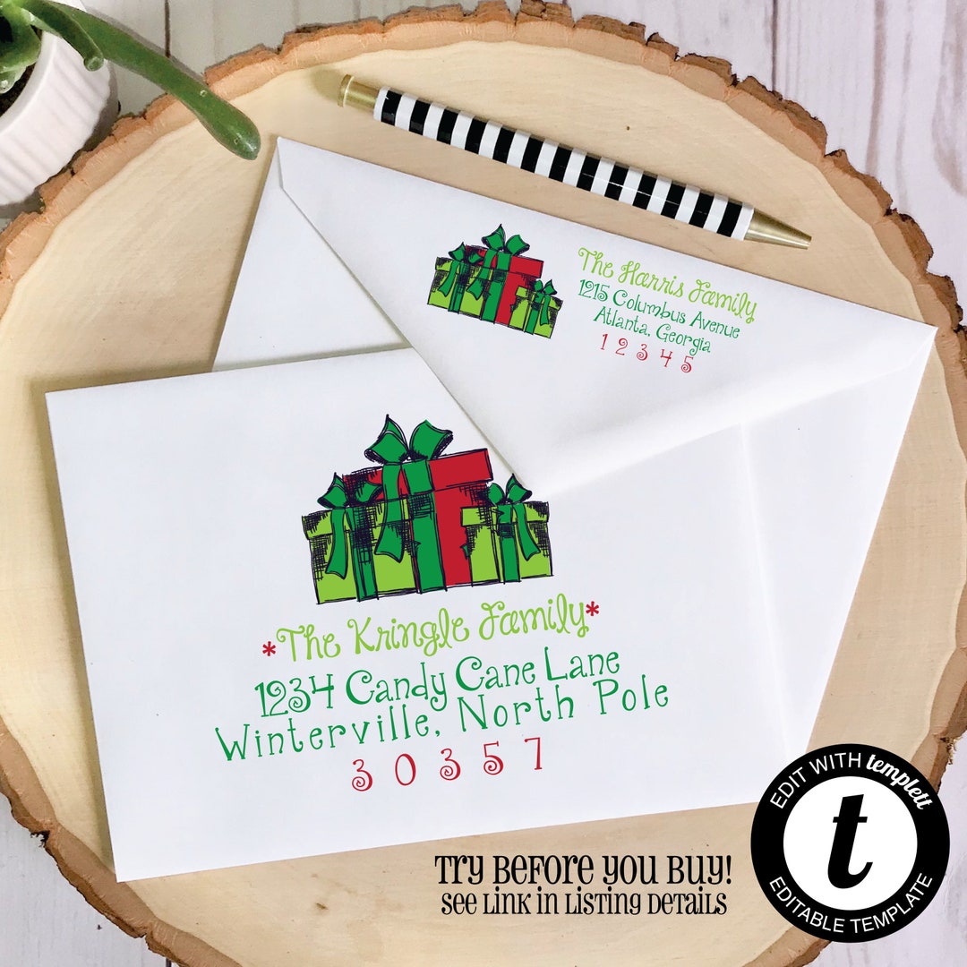 EDITABLE Christmas ENVELOPE Template, Templett, Christmas Envelope ...