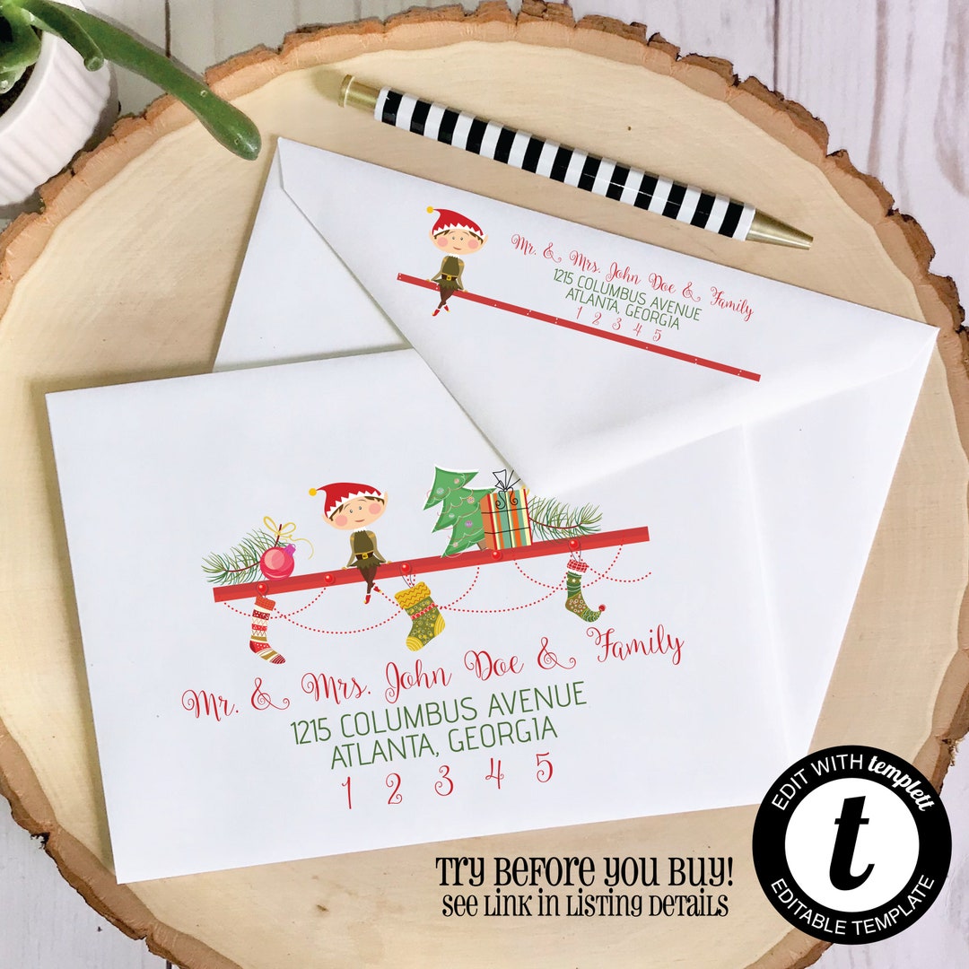 EDITABLE Christmas ENVELOPE Template, Templett, Christmas Envelope ...
