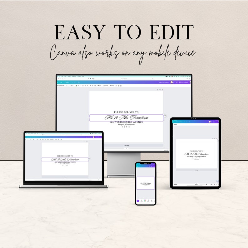 Editable Christmas Address Label Template for Canva | Envelope ...