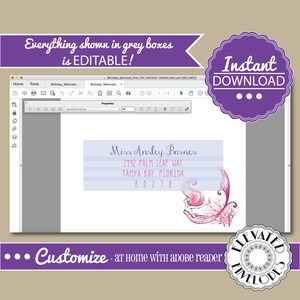 EDITABLE Mermaid ENVELOPE Template,addressing,birthday,mermaid,sea ...