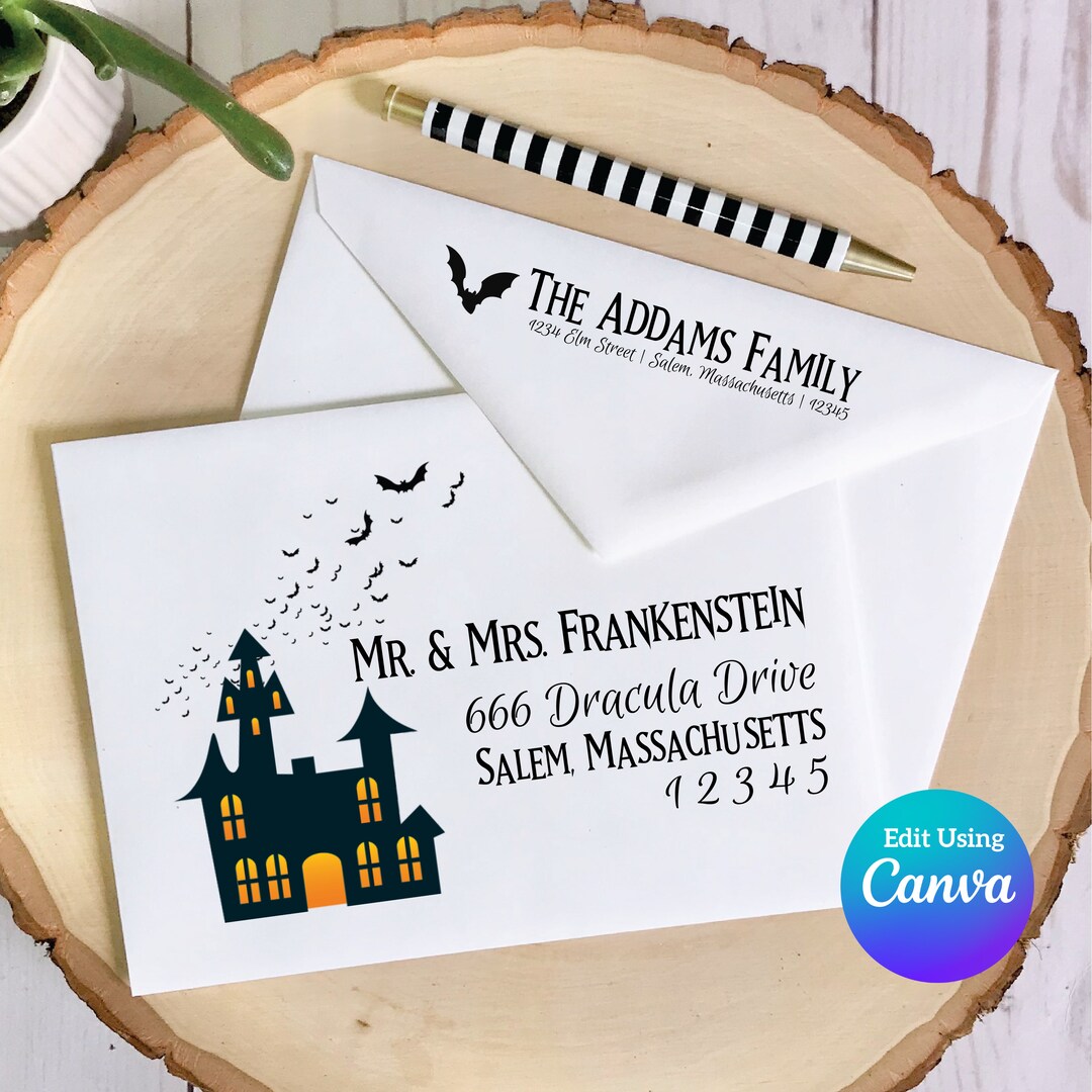 Editable Halloween Envelope Template Canva Envelope Template DIY ...