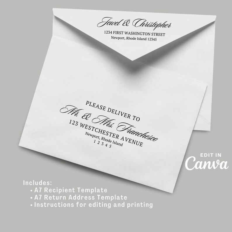 Editable Wedding Envelope Template | Canva Envelope Template | DIY ...
