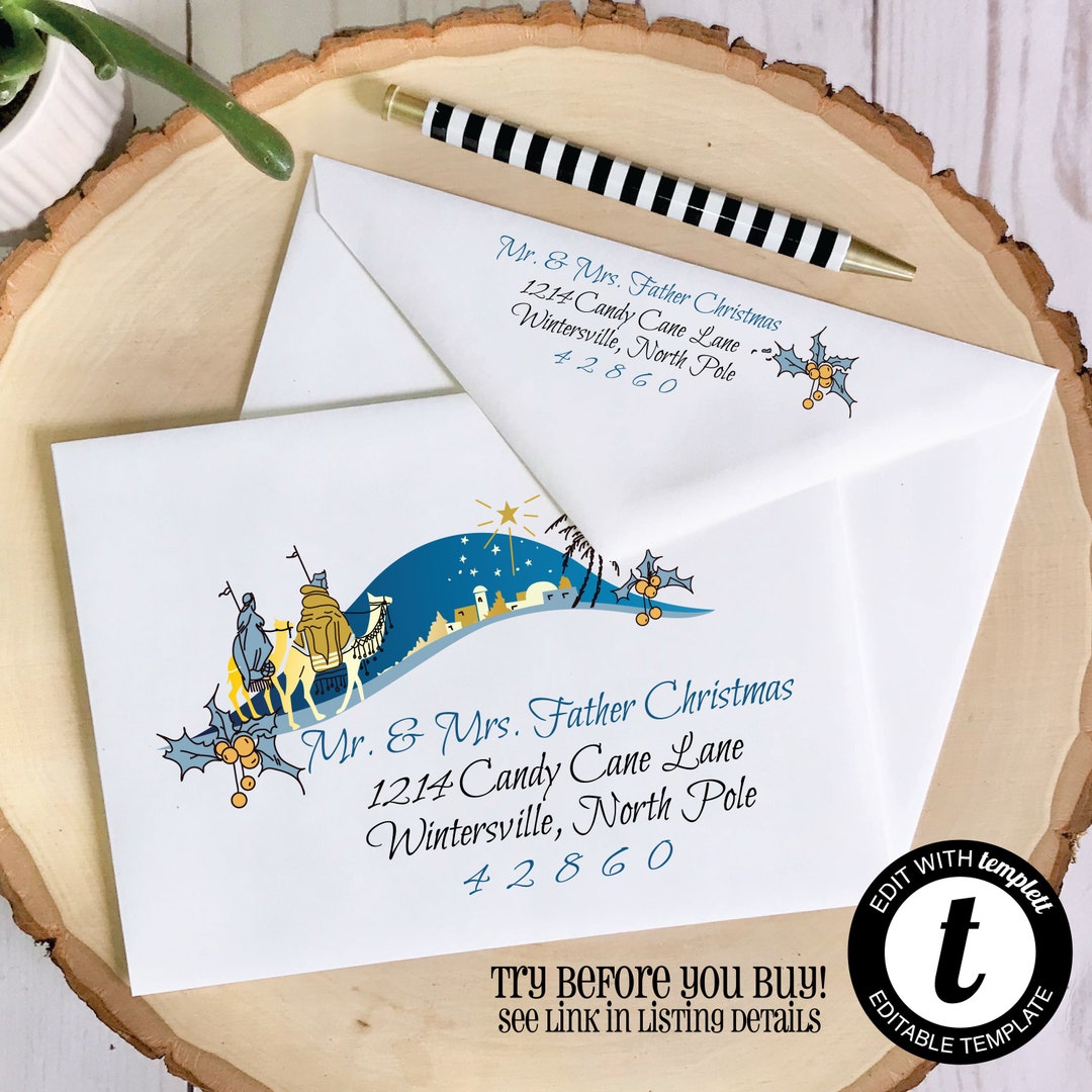 EDITABLE Christmas ENVELOPE Template, Templett, Christmas Envelope ...
