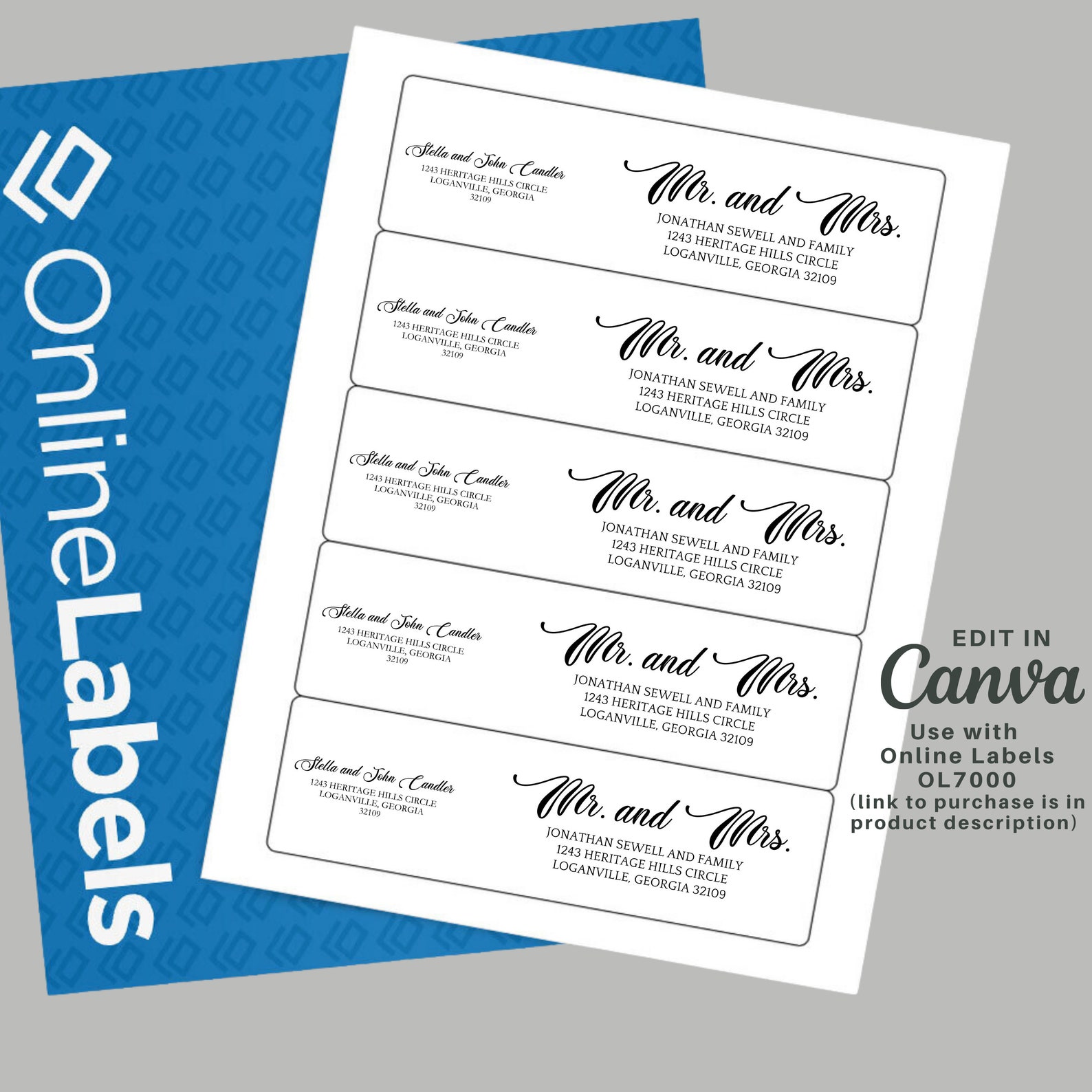 Printable Wrap Around Address Label Template | Canva Template | Return ...