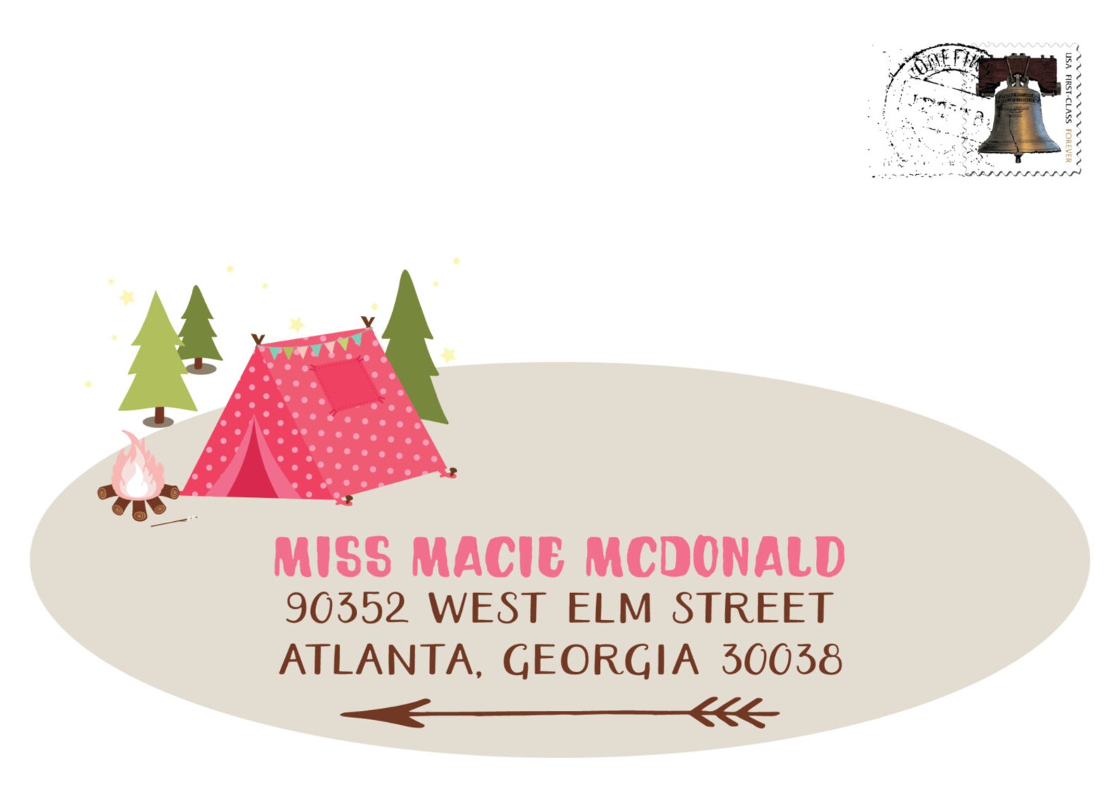 EDITABLE Camp Out ENVELOPE Template,addressing,birthday,tent,camping ...