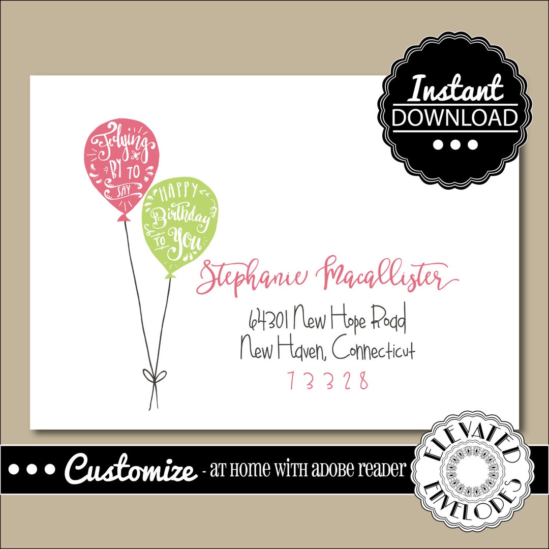 EDITABLE Birthday ENVELOPE Template,birthday Envelope Addressing ...