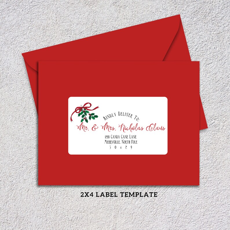 Editable Christmas Address Label Template for Canva | Envelope ...