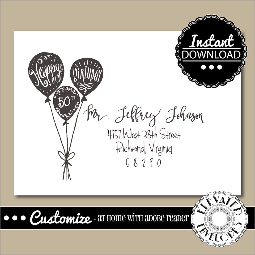 EDITABLE Birthday ENVELOPE Template,birthday Envelope Addressing ...