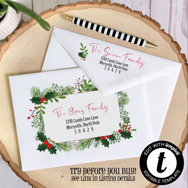 EDITABLE Christmas ENVELOPE Template, Templett, Christmas Envelope ...