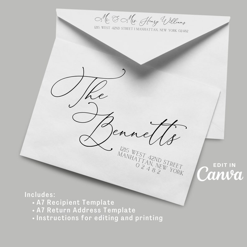 Editable Wedding Envelope Template | Canva Envelope Template | DIY ...