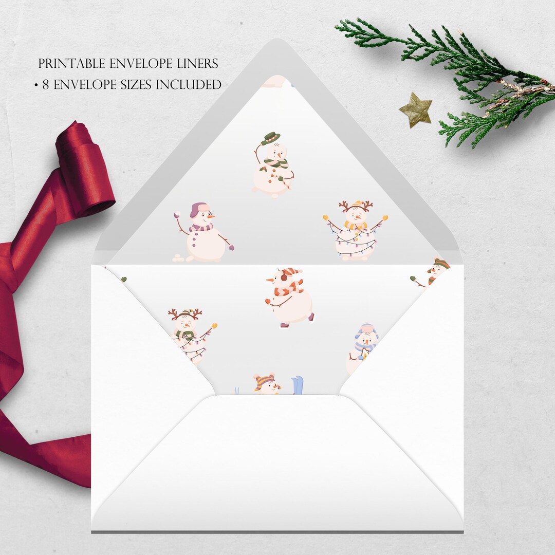 Silly Snowmen Printable Envelope Liner | 8 Envelope Sizes: A7, Euro ...