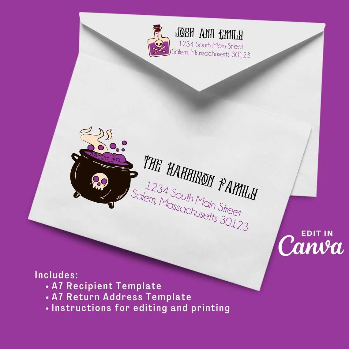 Editable Halloween Envelope Template Canva Envelope Template - Etsy