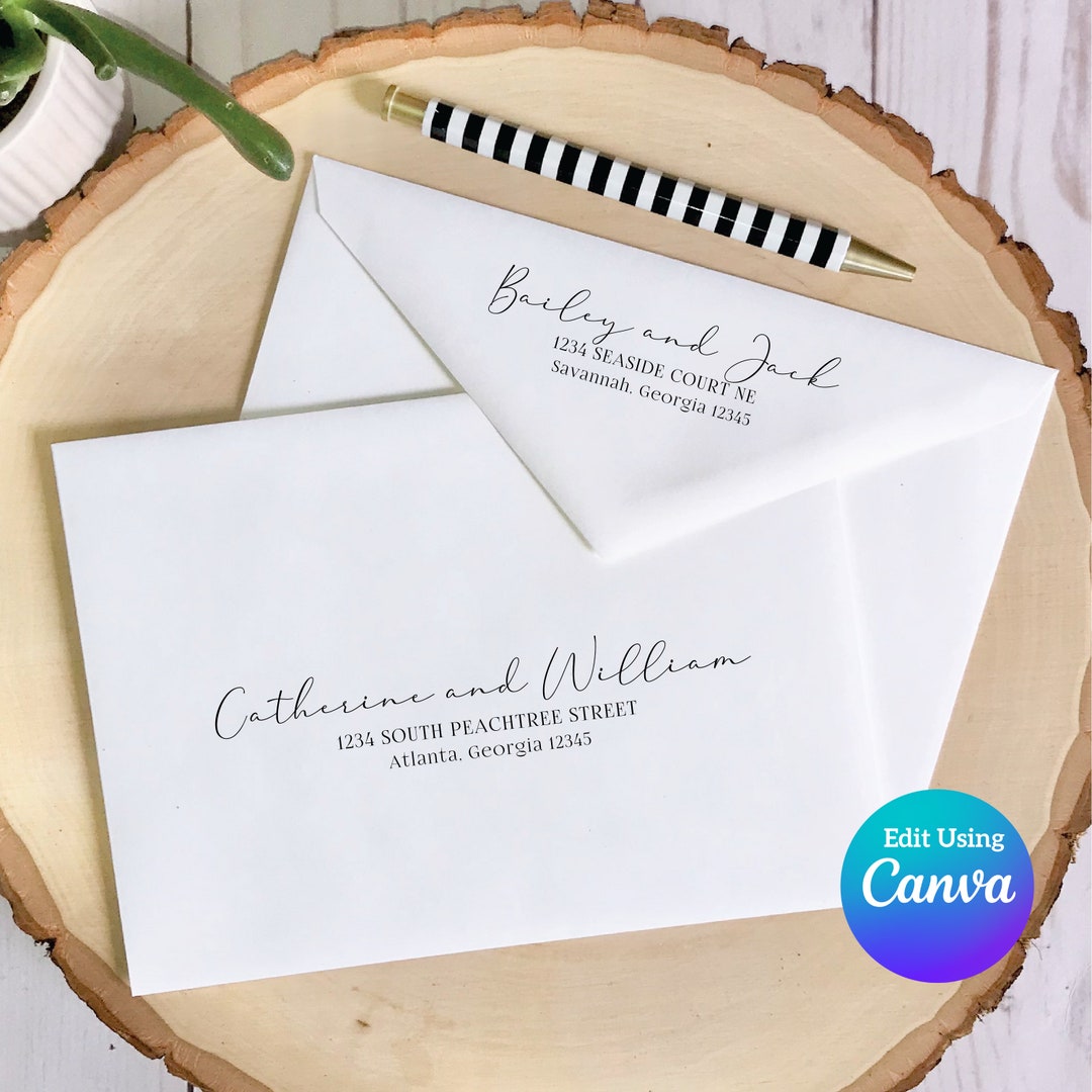 Editable Wedding Envelope Template | Canva Envelope Template | DIY ...