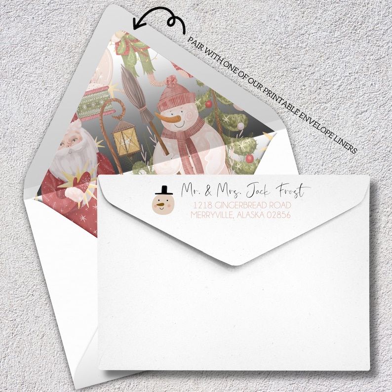Christmas Digital Envelope Template for Canva | Happy Snowmen | A7 Size ...