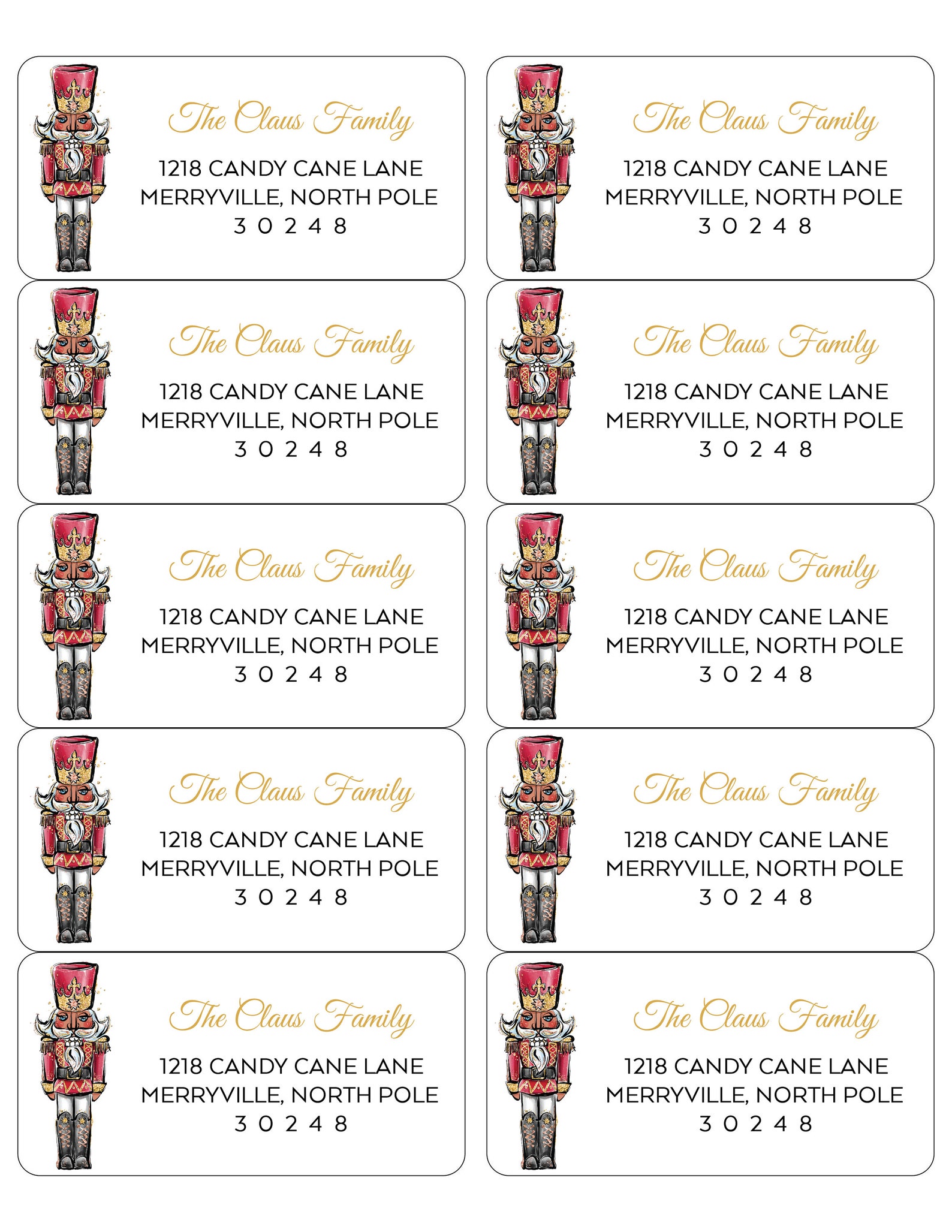EDITABLE Christmas ADDRESS LABEL Template, Envelope Addressing ...