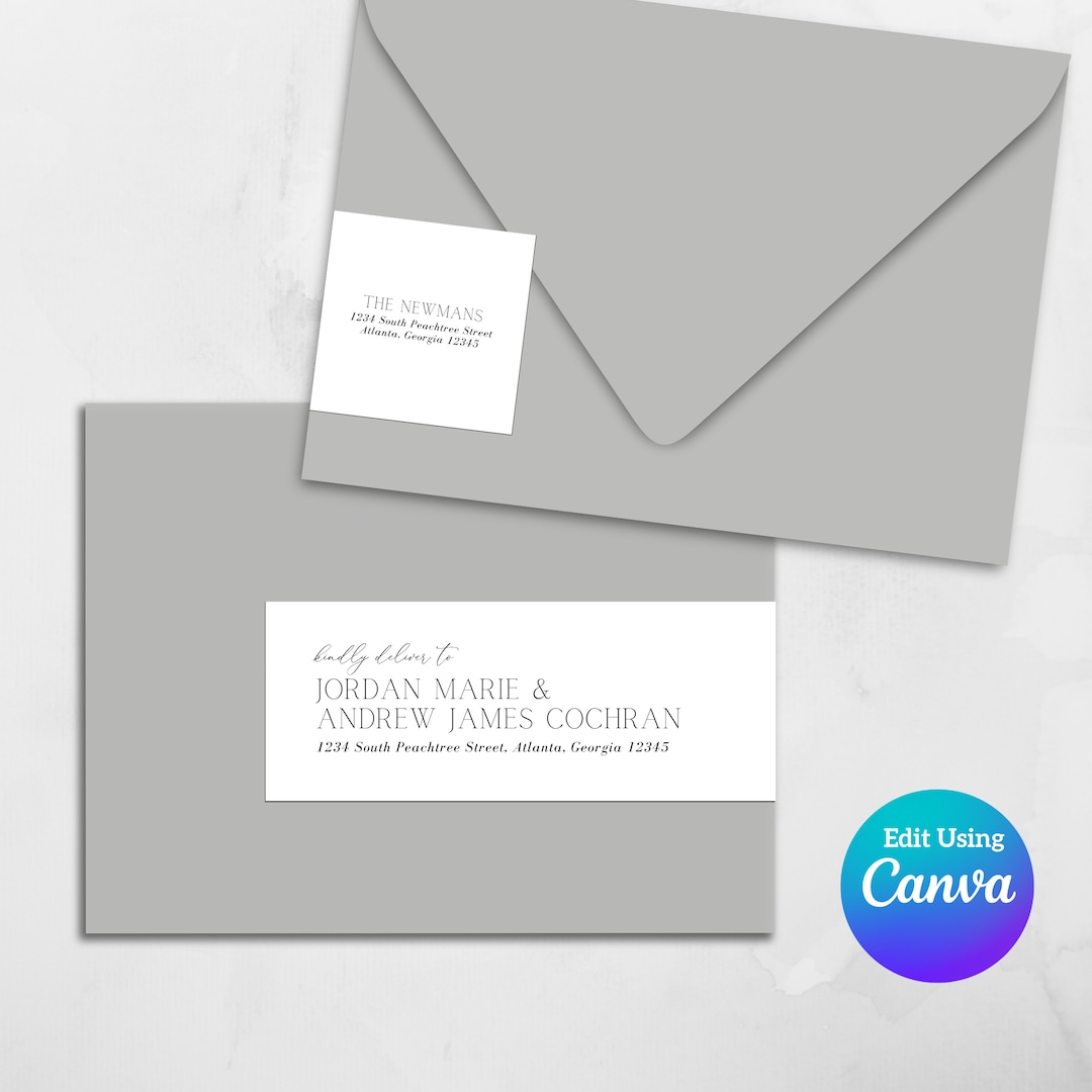 Printable Wrap Around Wedding Address Label Template for Canva ...