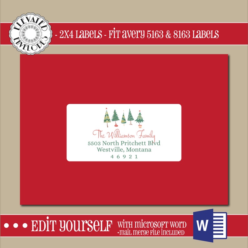 EDITABLE Christmas ADDRESS LABEL Template,2x4 Address Label, Addressing ...