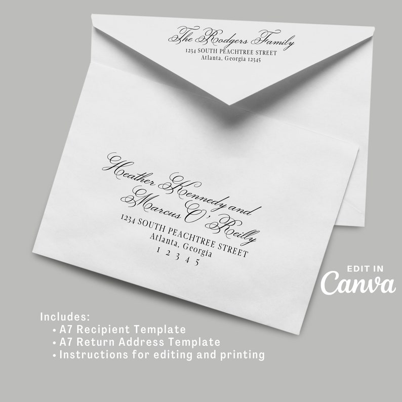 Editable Wedding Envelope Template | Canva Envelope Template | DIY ...