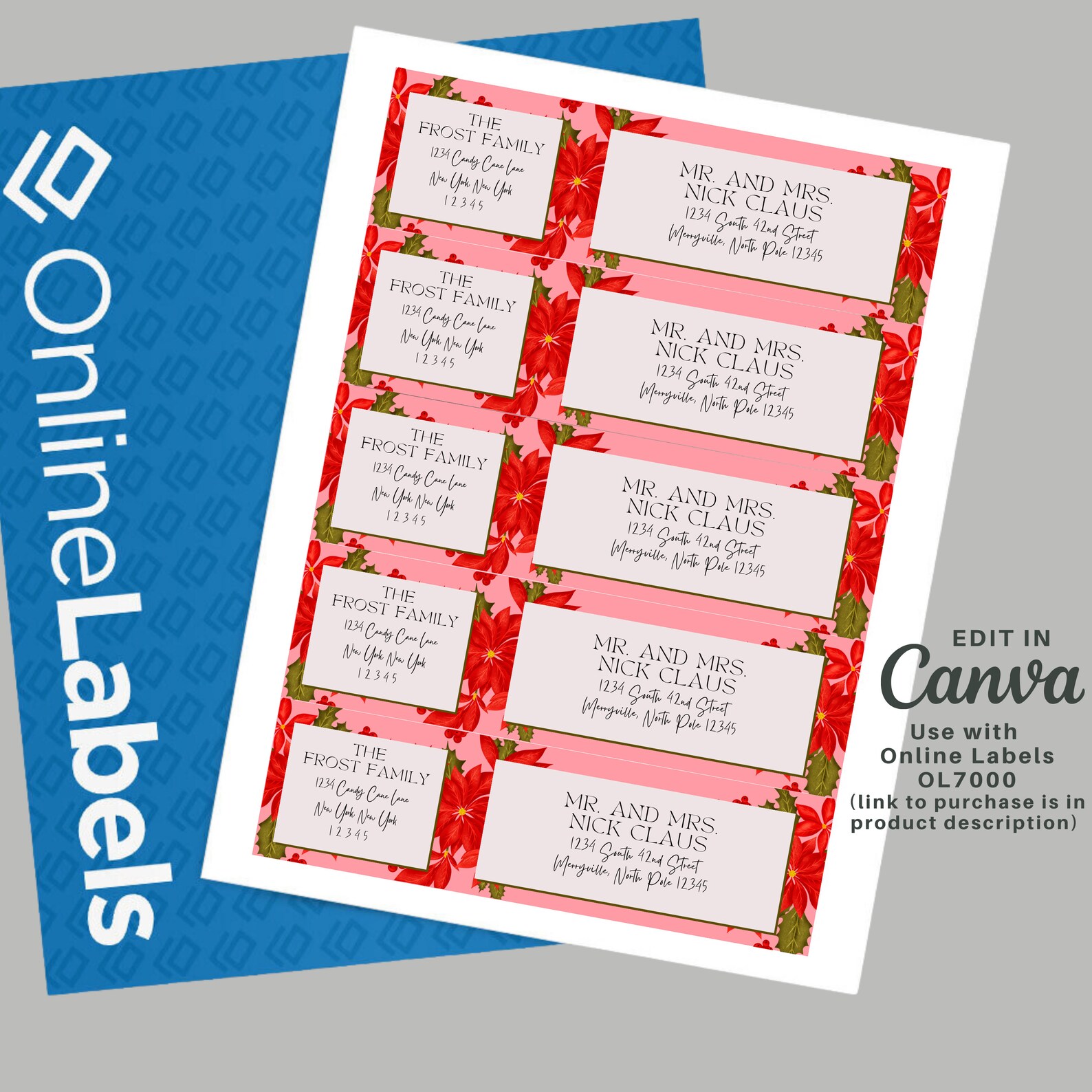 Printable Wrap Around Address Label Template | Editable Canva Template ...