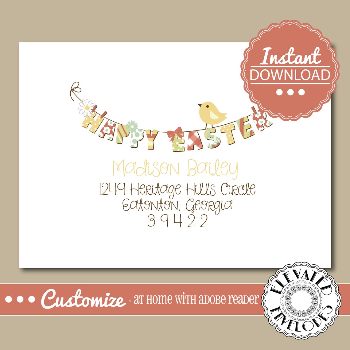 EDITABLE Easter ENVELOPE Template,easter Envelope Addressing,easter ...