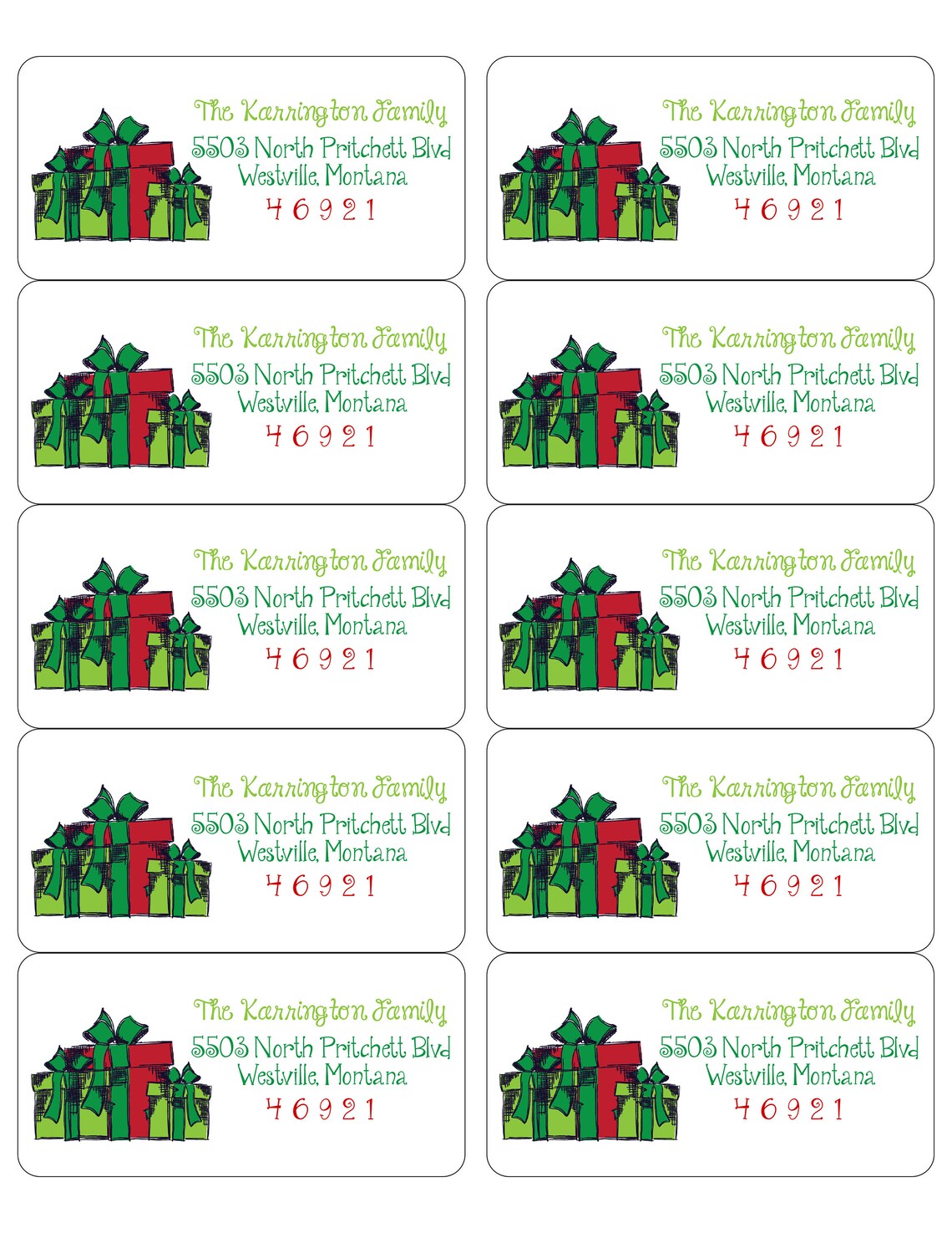 EDITABLE Christmas ADDRESS LABEL Template, Envelope Addressing ...