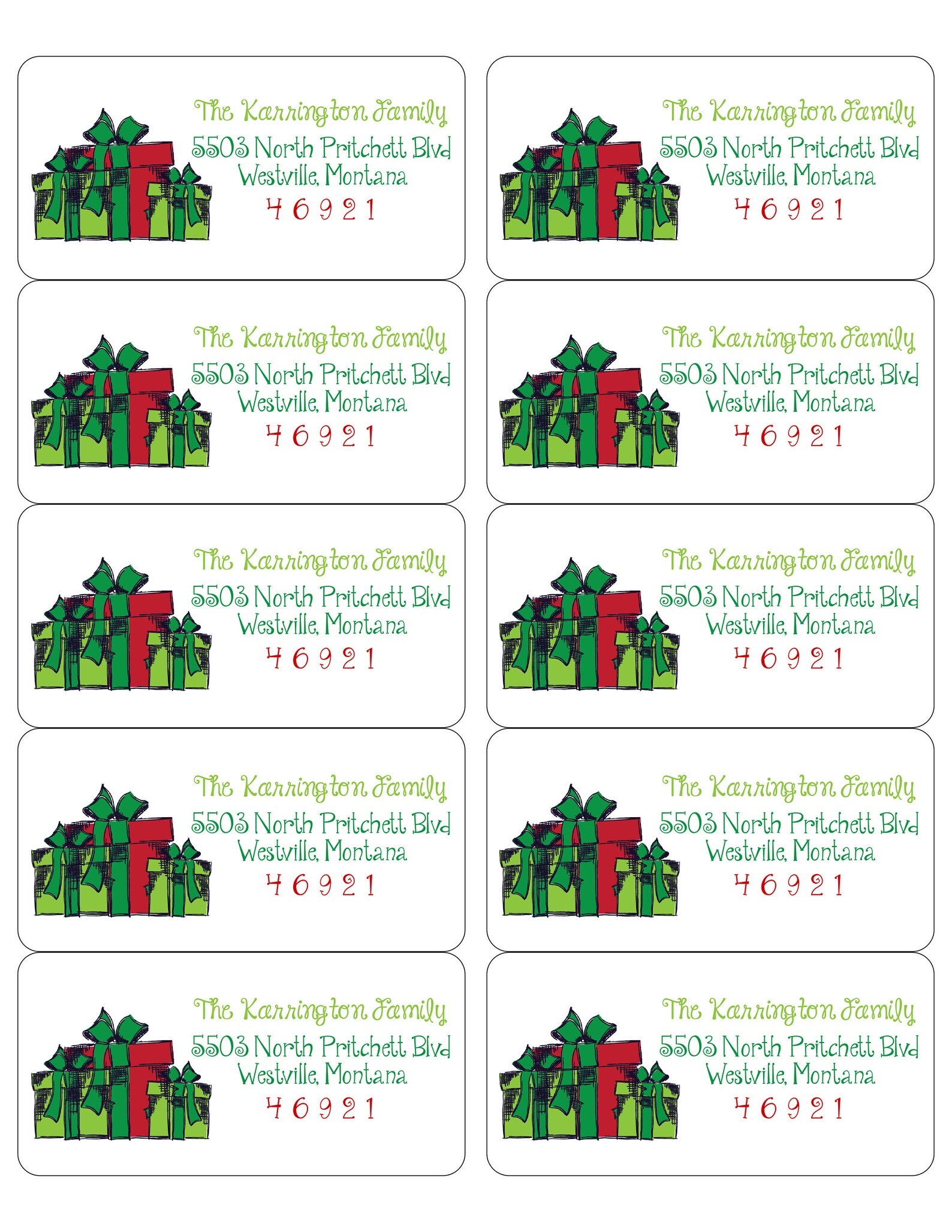 EDITABLE Christmas ADDRESS LABEL Template, Envelope Addressing ...