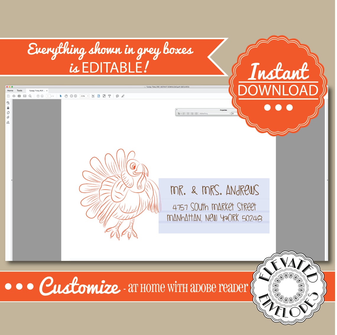 EDITABLE Thanksgiving ENVELOPE Template,thanksgiving Envelope ...