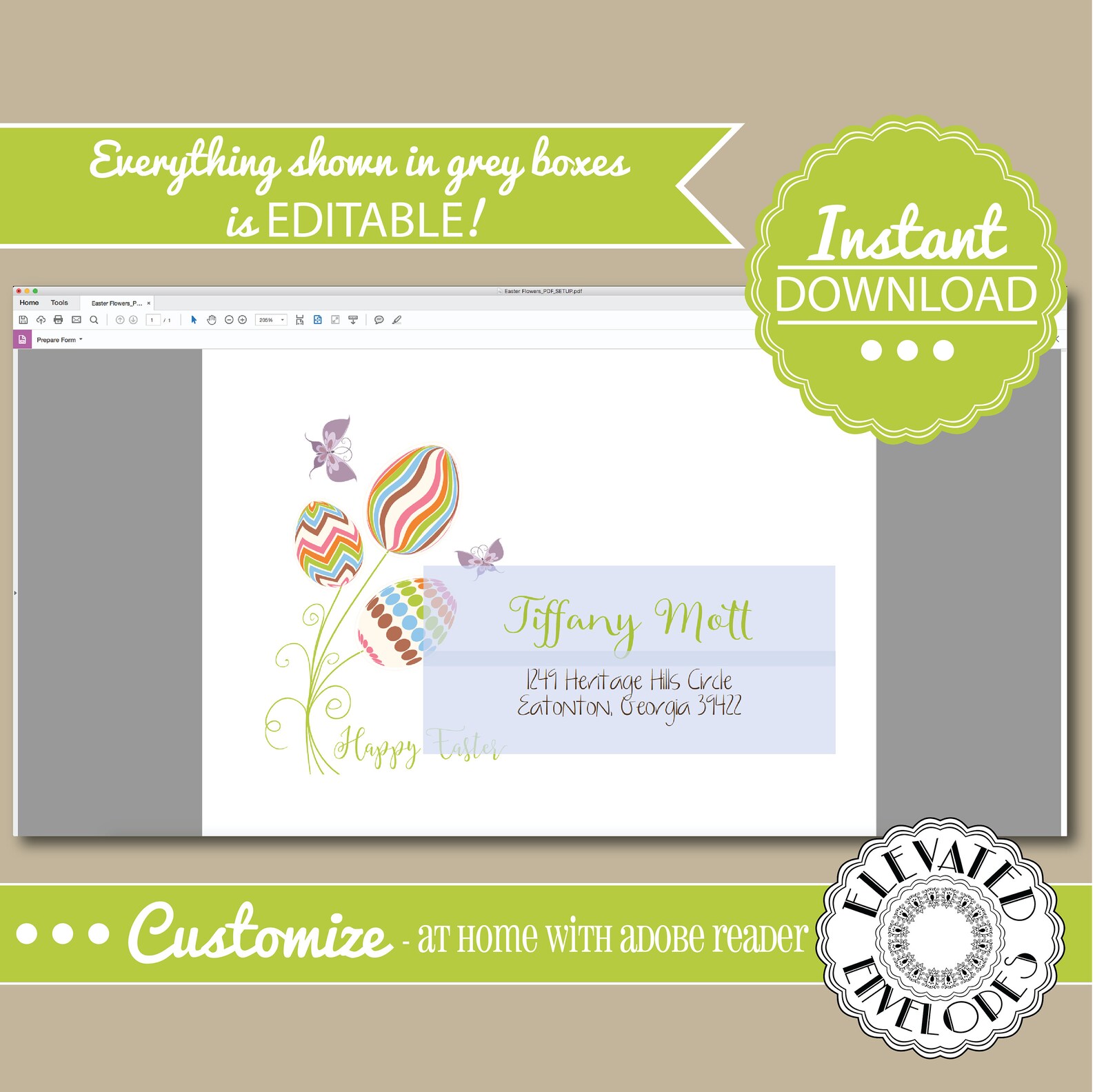 EDITABLE Easter ENVELOPE Template,easter Envelope Addressing,easter ...