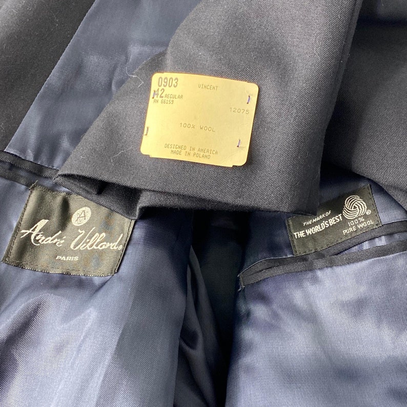 Andre Villard Double Breasted Sport Coat Blue 42 R 42R Men New ...
