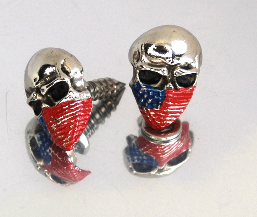 Skull Car License Plate Screws Number Custom Frame Tag Bolts Fasteners ...