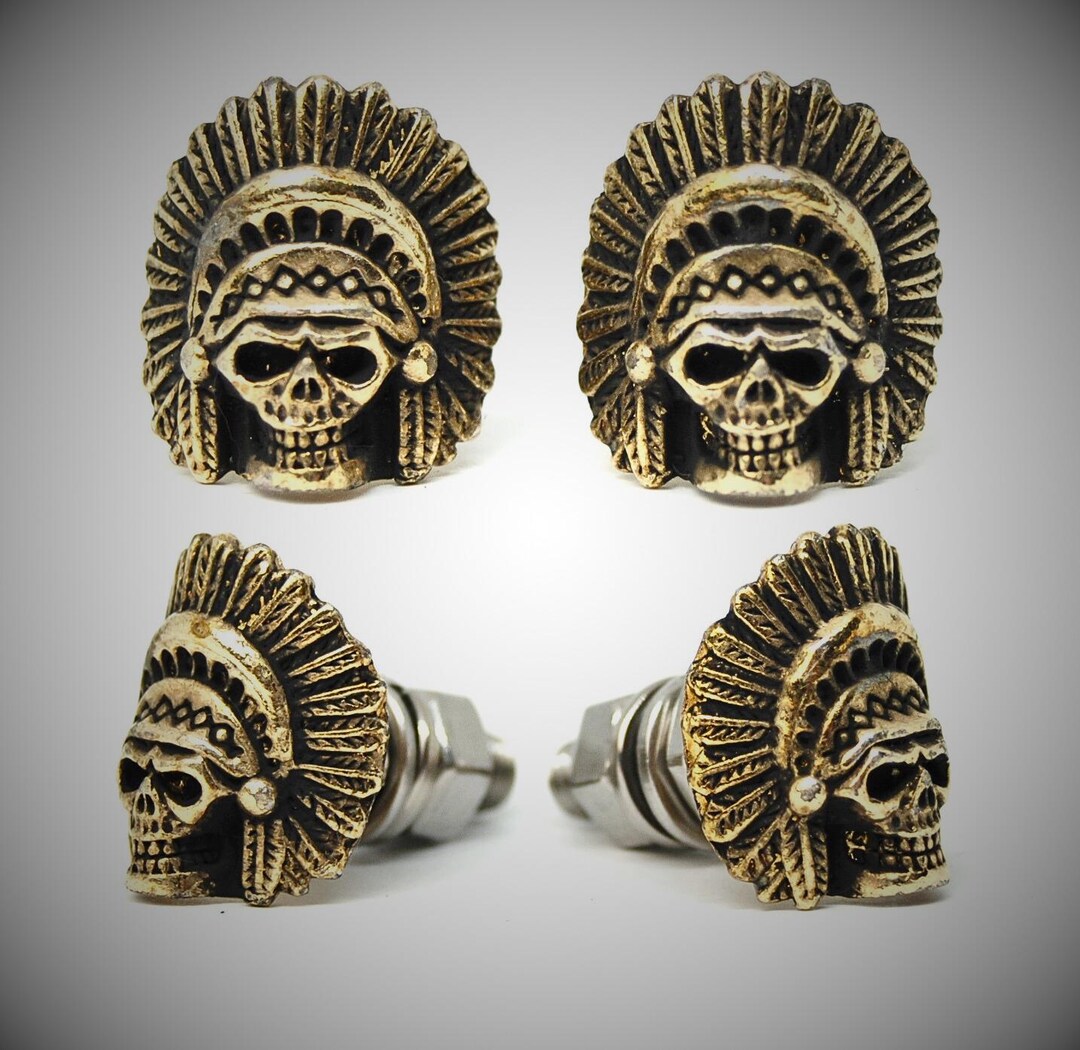 Gold Chief Skull Bolts, M6 Stainless Steel License Plate Screws, Indian ...