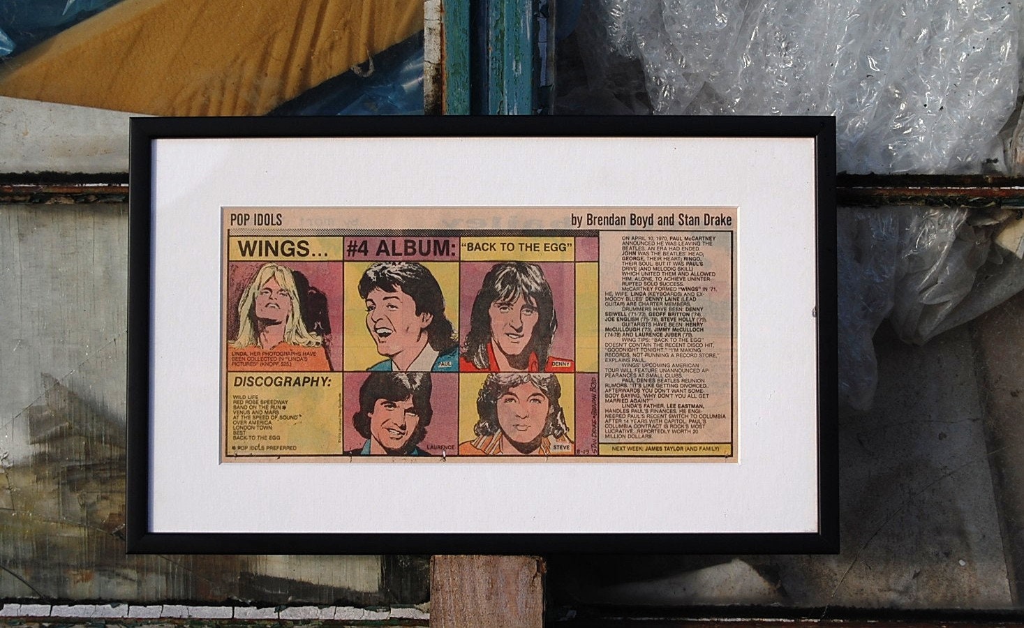 Wings Framed Newspaper Art, Paul Mccartney, 1979 Original - Etsy