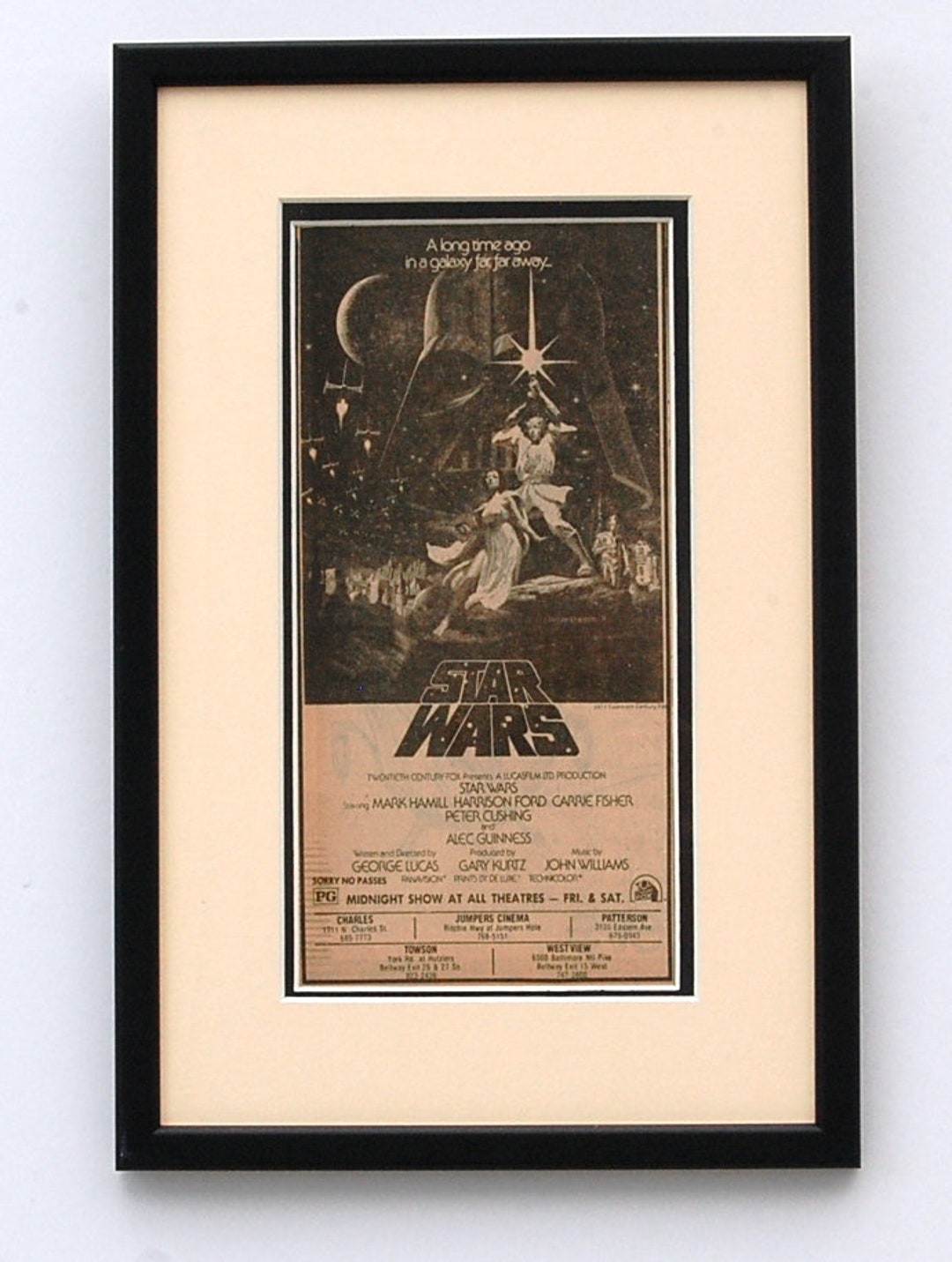Framed Original 1977 Star Wars Film Advert Newspaper - Etsy
