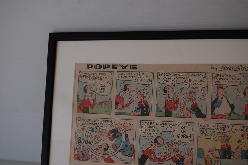 Popeye Original Comic Framed. Olive Oil . J. Wellington Wimpy. Swee'pea ...
