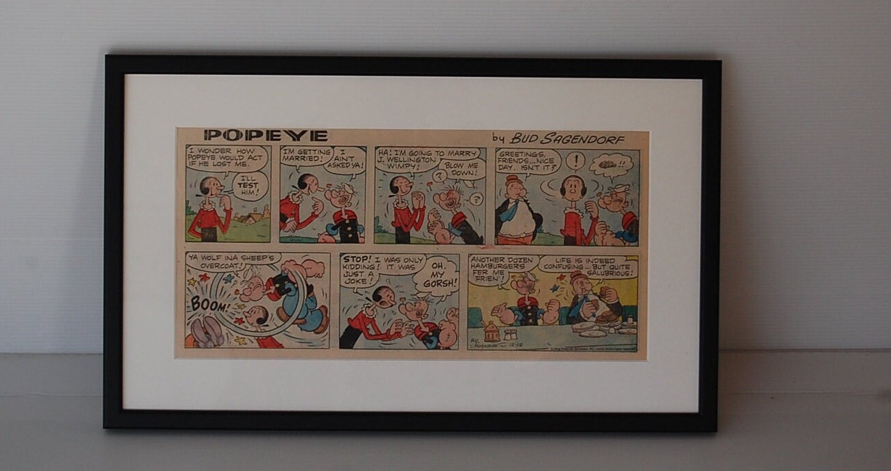 Popeye Original Comic Framed. Olive Oil . J. Wellington Wimpy. Swee'pea ...