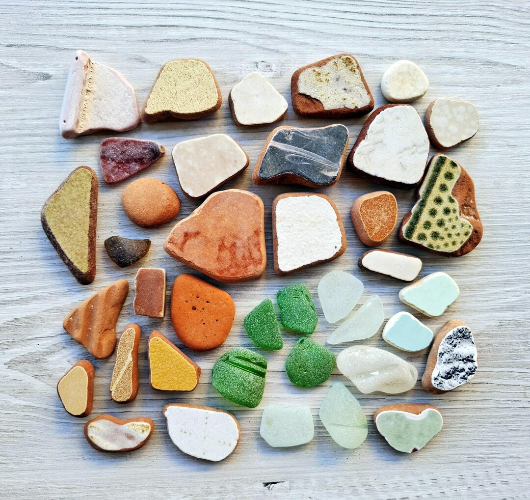 Croatian Sea Mix: Terracotta, Ceramics, Glass & Shells- Colorful Beach ...